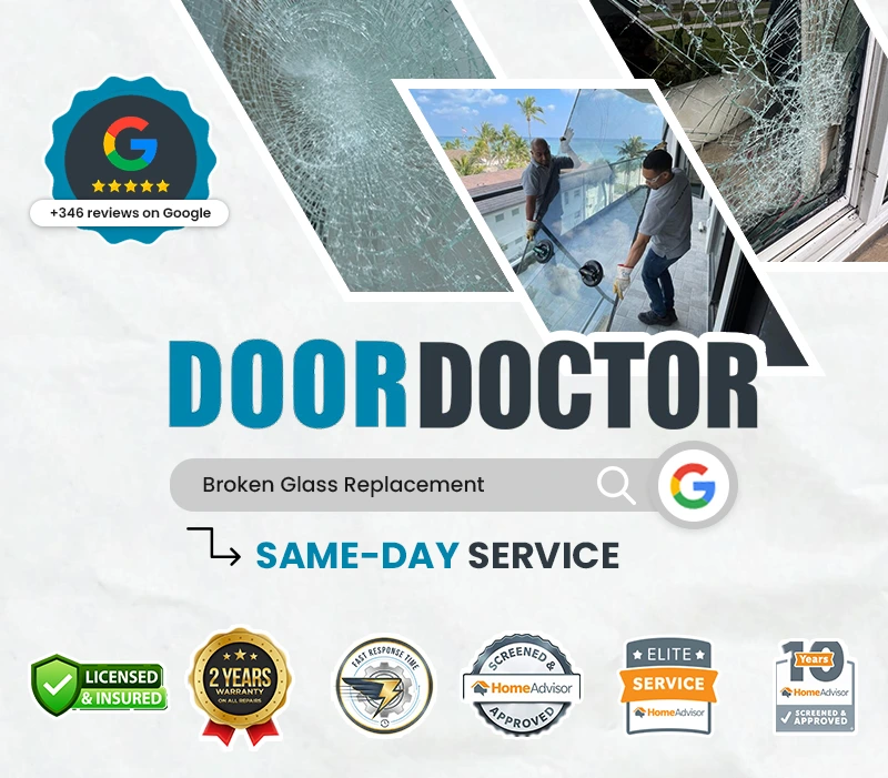 Replace Glass Door/Window - Cracked glass Repair Miami